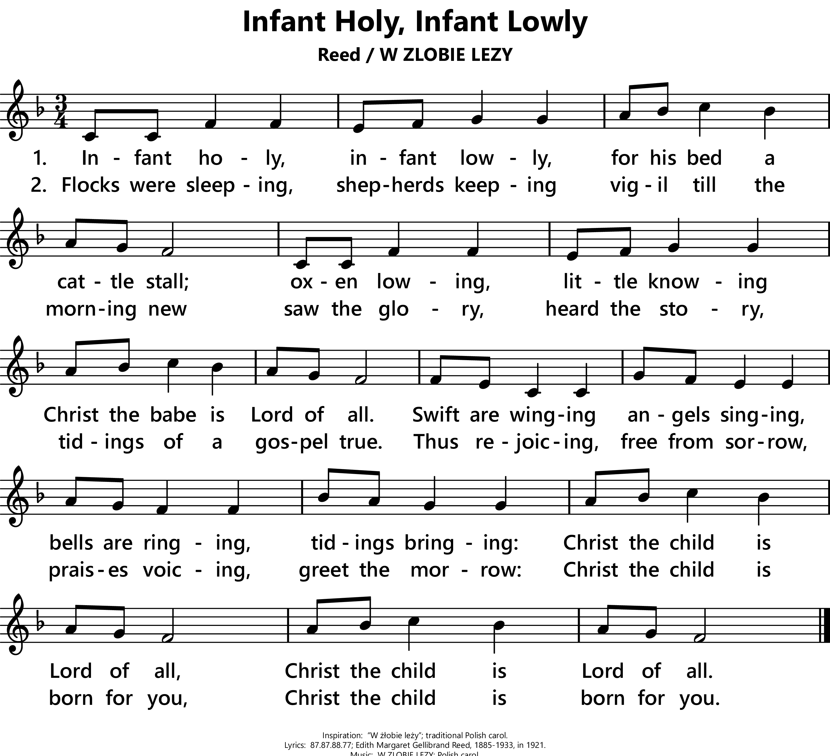 W zlobie lezy: Infant Holy, Infant Lowly [Edith Reed]